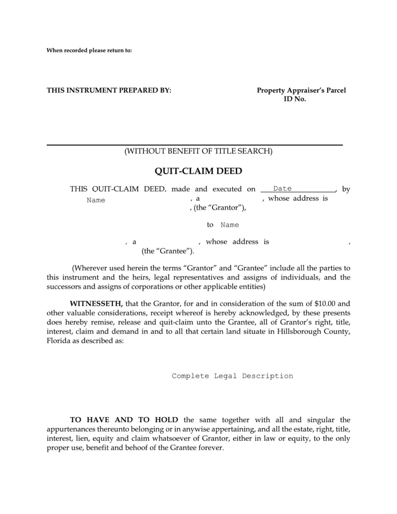 Florida Quit-Claim Deed - Florida Document Specialists